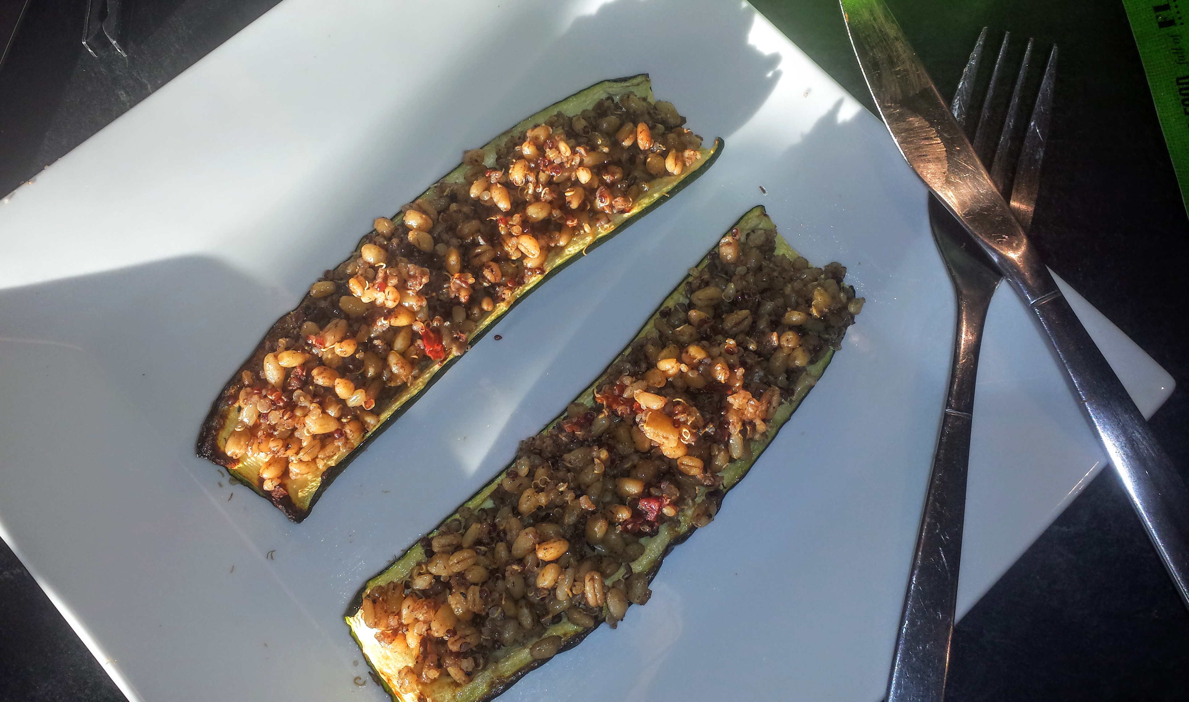 Baked Courgette Boats with Tomato and Olive Quinoa | THE WEE CALEDONIAN ...