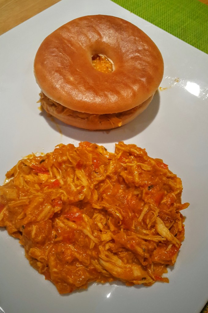 Curried Pulled Chicken Bagels | THE WEE CALEDONIAN COOK
