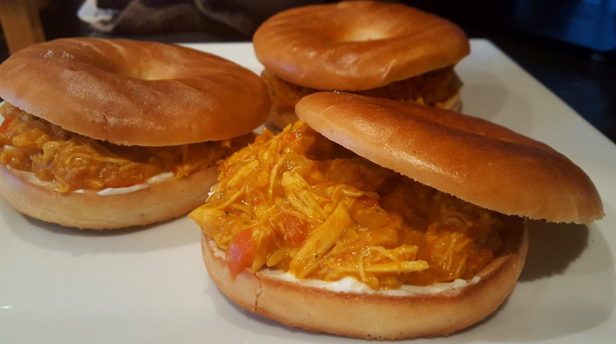 Curried Pulled Chicken Bagels | THE WEE CALEDONIAN COOK